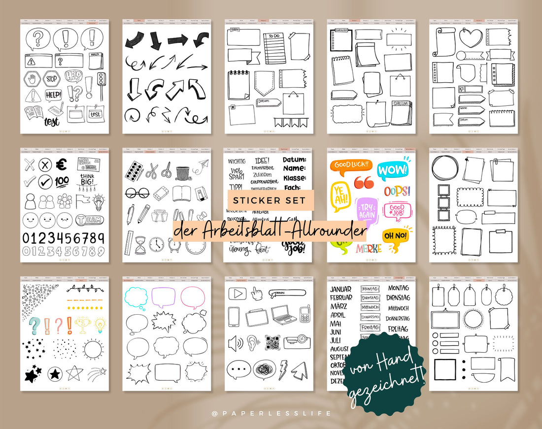 "Die Arbeitsblatt-Fabrik" - Digitale Sticker für deine Arbeitsblätter