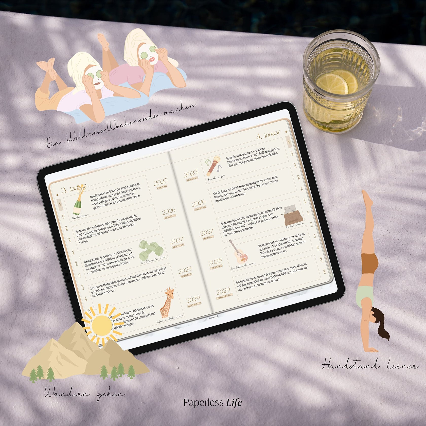 Digitale Bucket List Sticker – Ziele kreativ gestalten | Paperless Life