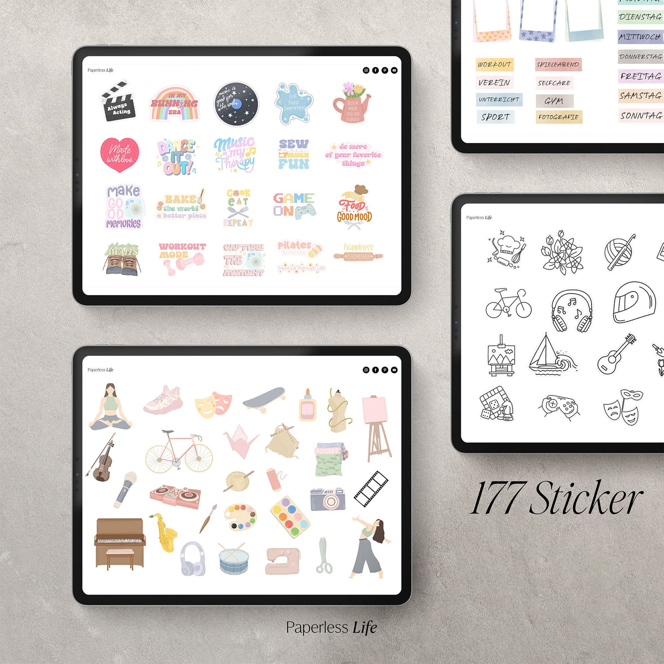 Digitale Sticker Hobbys – für Goodnotes & Co. | Paperless Life