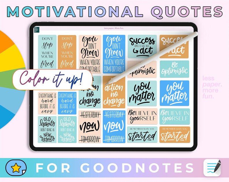 GoodNotes Sticker – 146 Color-Changing Motivational Quotes | Paperless Life